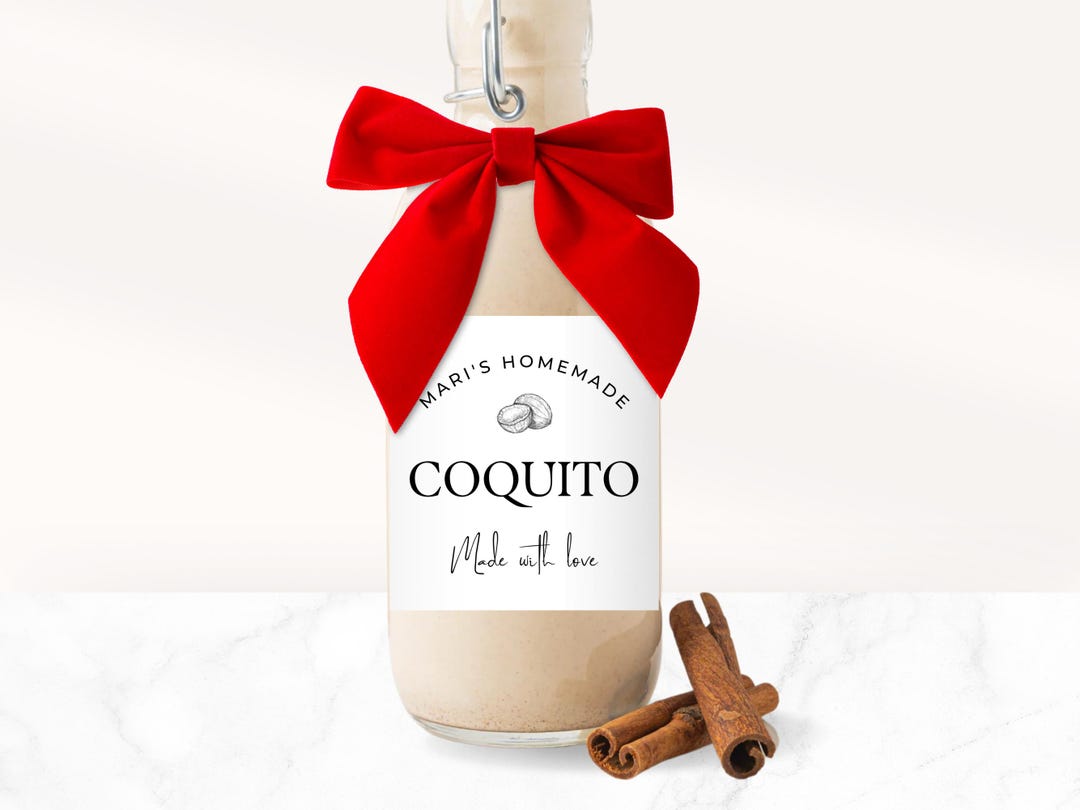 Coquito Bottle Label, Coquito Bottle, Coquito Label, Coquito Christmas ...