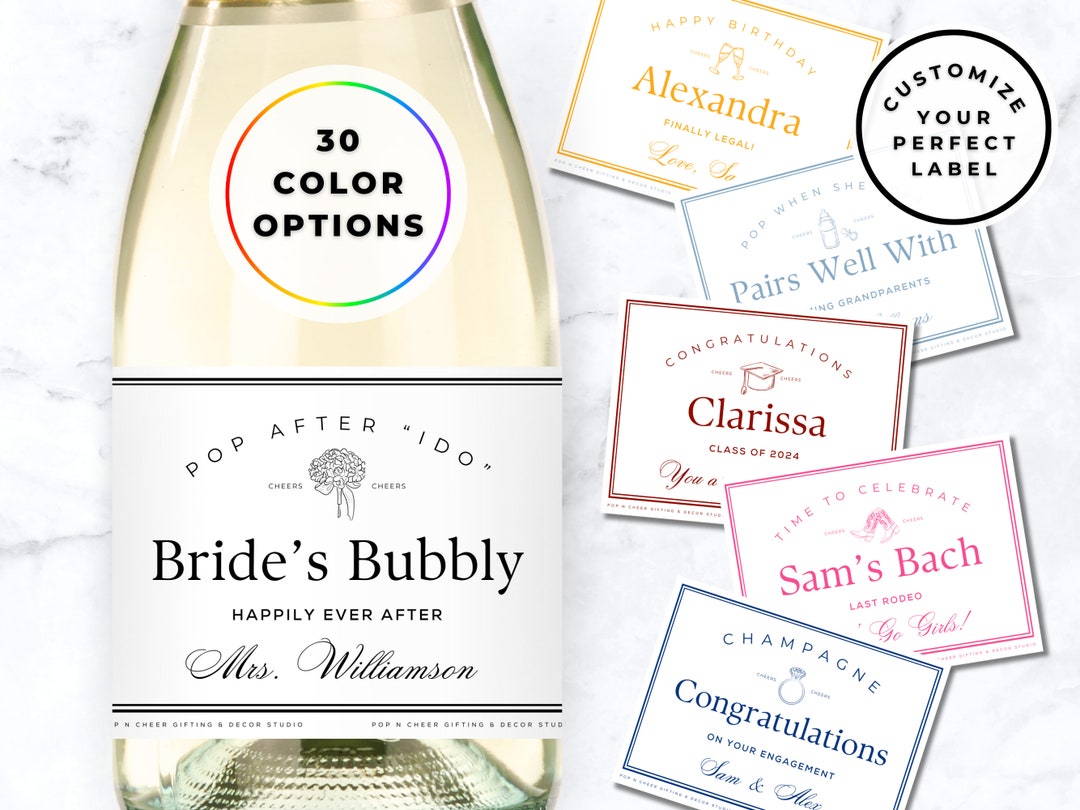 Custom Champagne Label, Champagne Bottle Labels, Mini Champagne Bottle ...