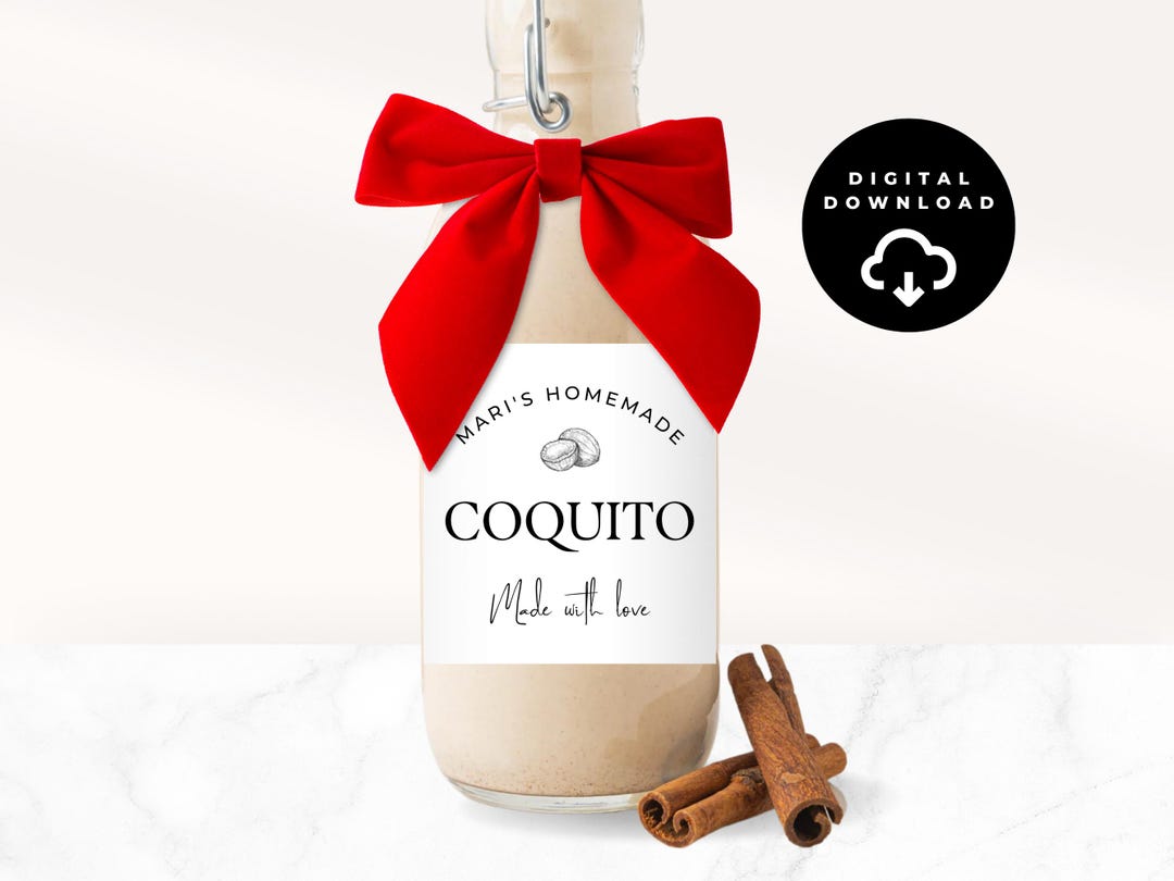Custom Coquito Bottle Label, Digital Download Coquito Bottle Label ...