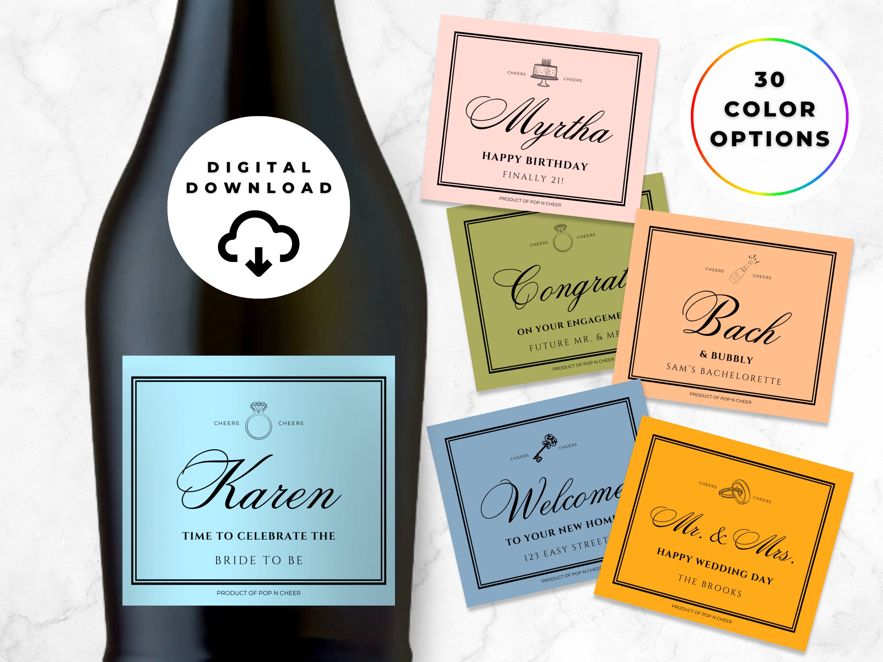 Digital Download Prosecco Label, Custom Prosecco Label, Champagne ...