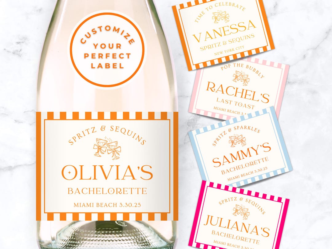 Custom Prosecco Label, Custom Champagne Label, Spritz and Sequins ...