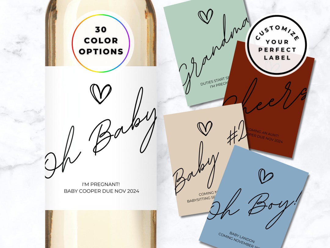 Pregnancy Announcement Wine Label, Baby Announcement Wine Label, Mini ...