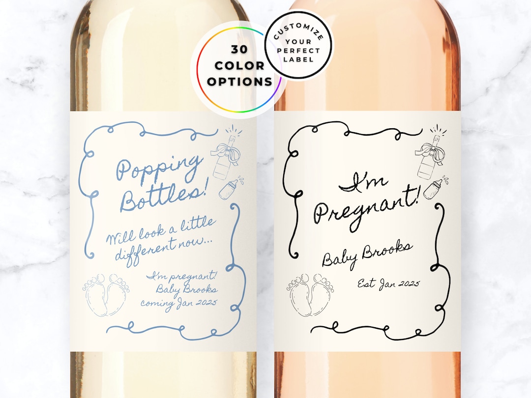Custom Wine Labels, Pregnancy Announcement Wine Label, Baby ...