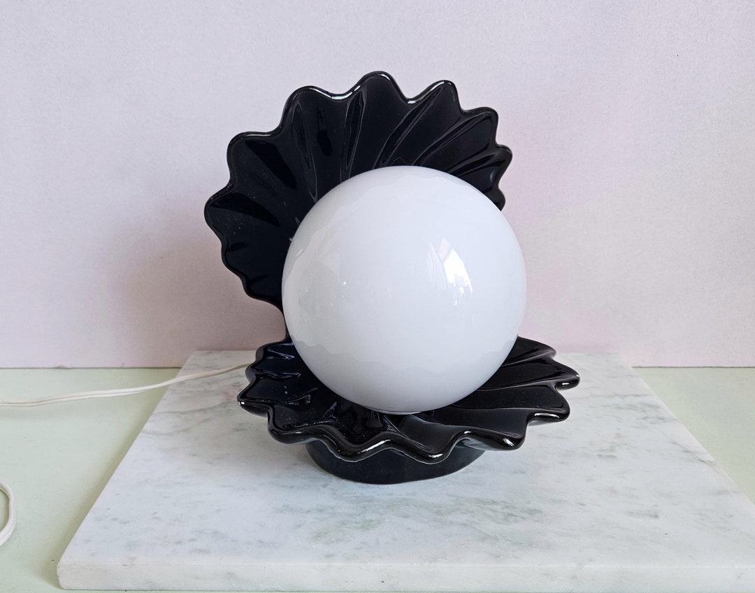 Black Ceramic Vintage Shell Lamp Opaline Pearl - Etsy