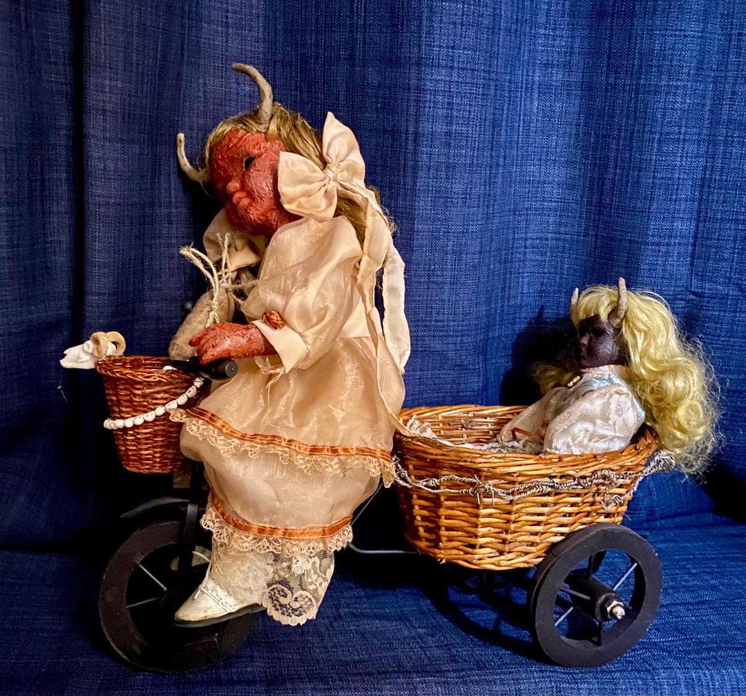 Porcelain Horror Doll With Basket, Voodoo Doll and Trailer With Smaller ...