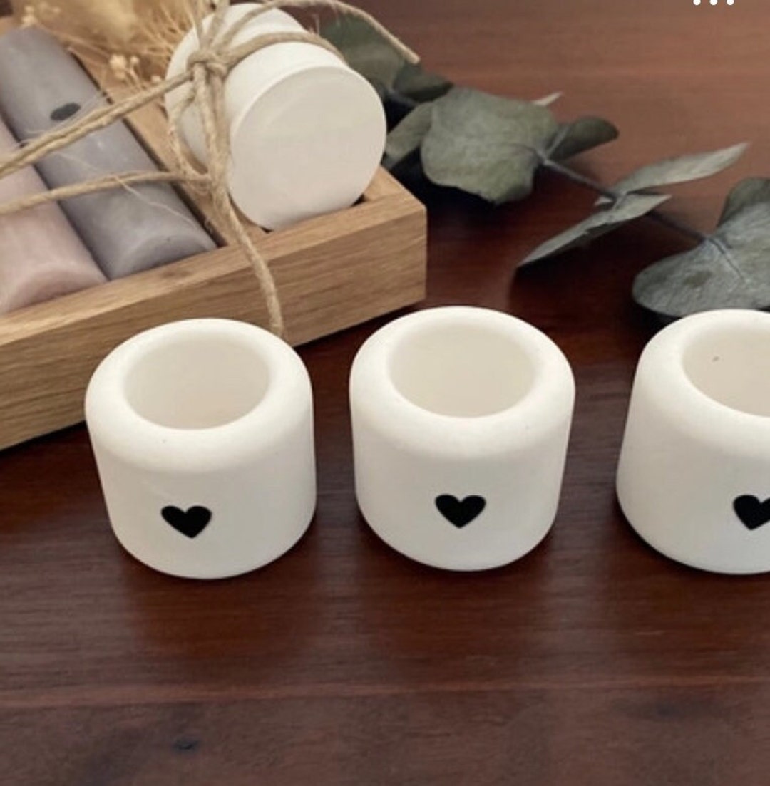 Mini Candle Holder White, Candle Holder With Heart - Etsy
