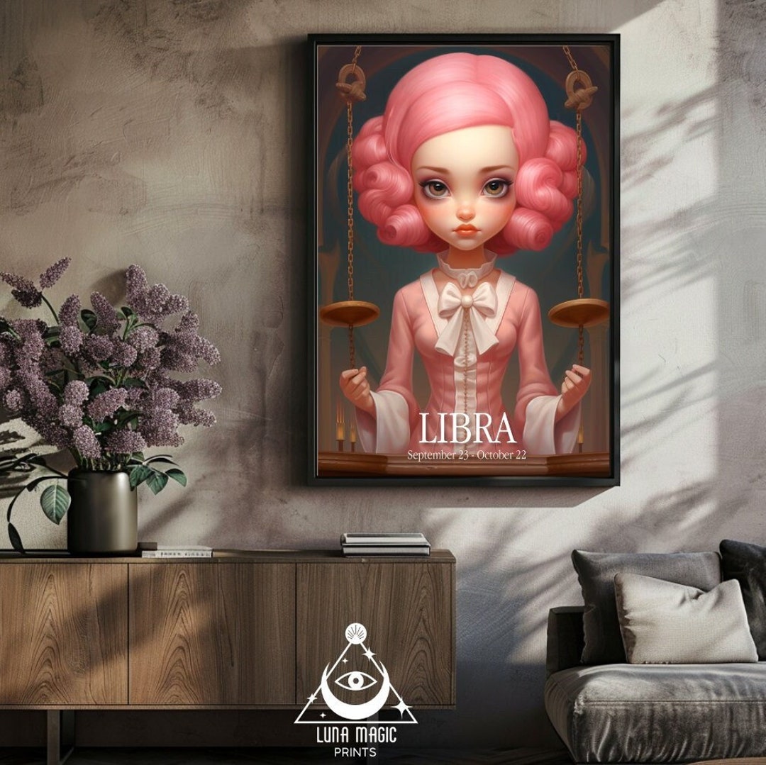 Libra Zodiac Poster, Digital Download, Feminine Energy, Surrealistic ...