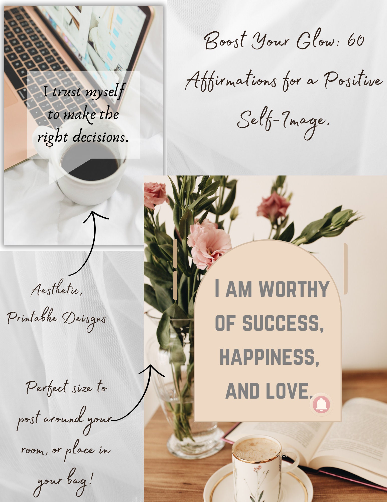 Set of Self-esteem Aesthetic Affirmation Cards Boost Confidence and ...