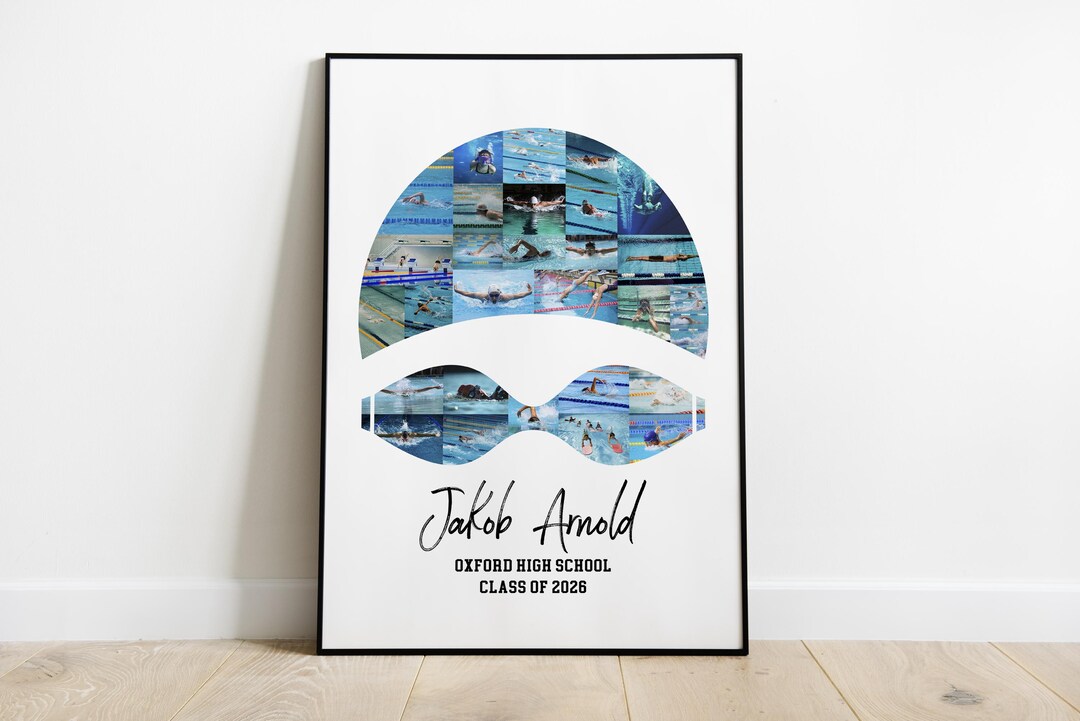 Swimming Senior Photo Collage | Custom Swimmer Gift - Etsy