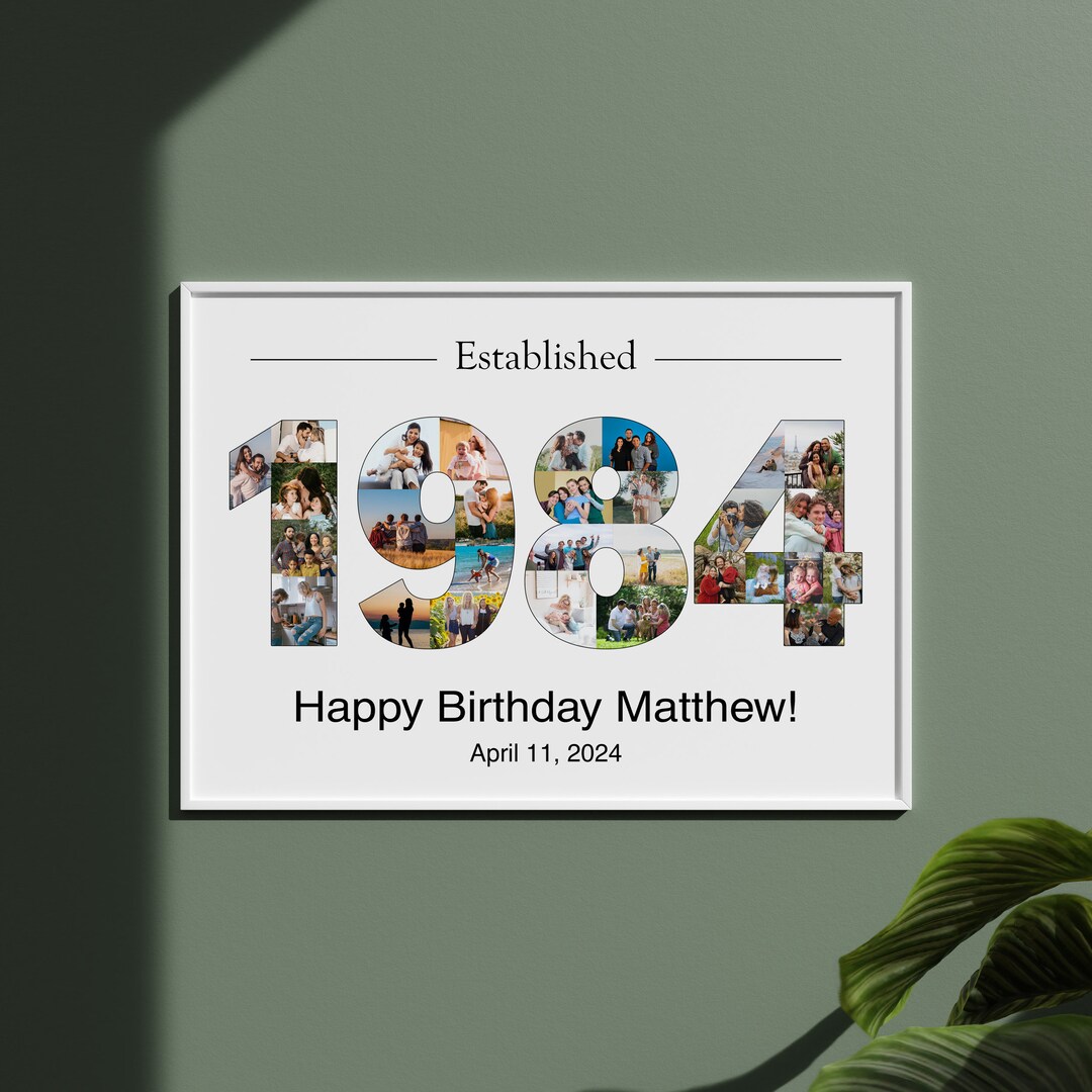 Personalized 1984 Year Photo Collage 40th Birthday Gift for Him 40th ...