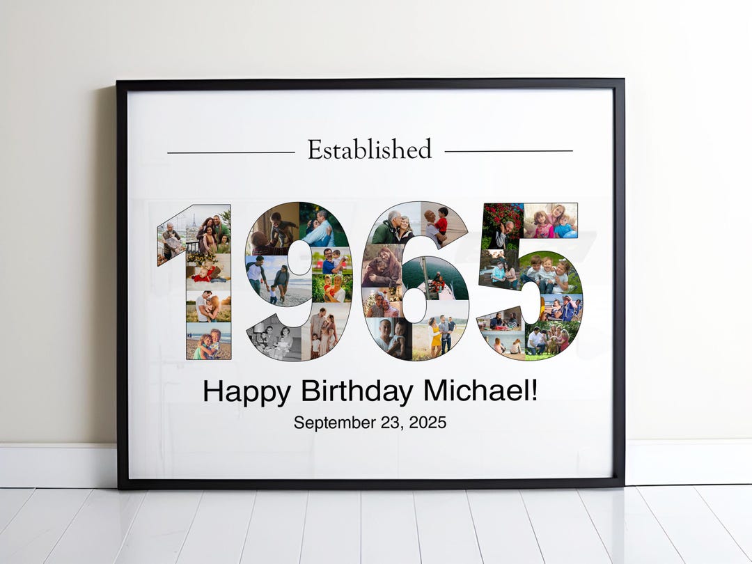 Custom 1965 Year Photo Collage | 60th Birthday Gift for Men | 60th ...