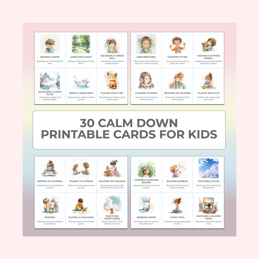 Calming Therapy Cards for Kids Printable Psychotherapy Game Children ...