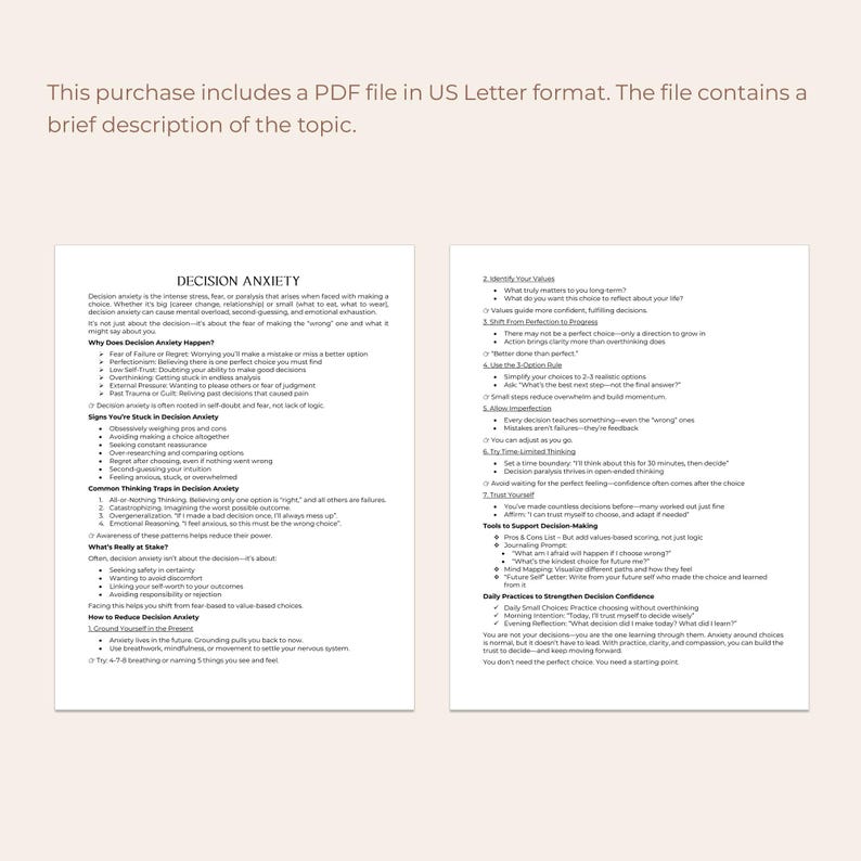 Decision Anxiety Therapy Cheat Sheet, Indecision, Overthinking, Fear of ...