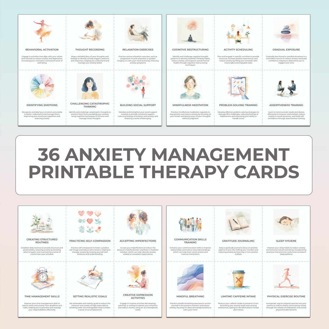 Anxiety Management Therapy Cards, CBT Therapy Cards, Exposure Therapy ...