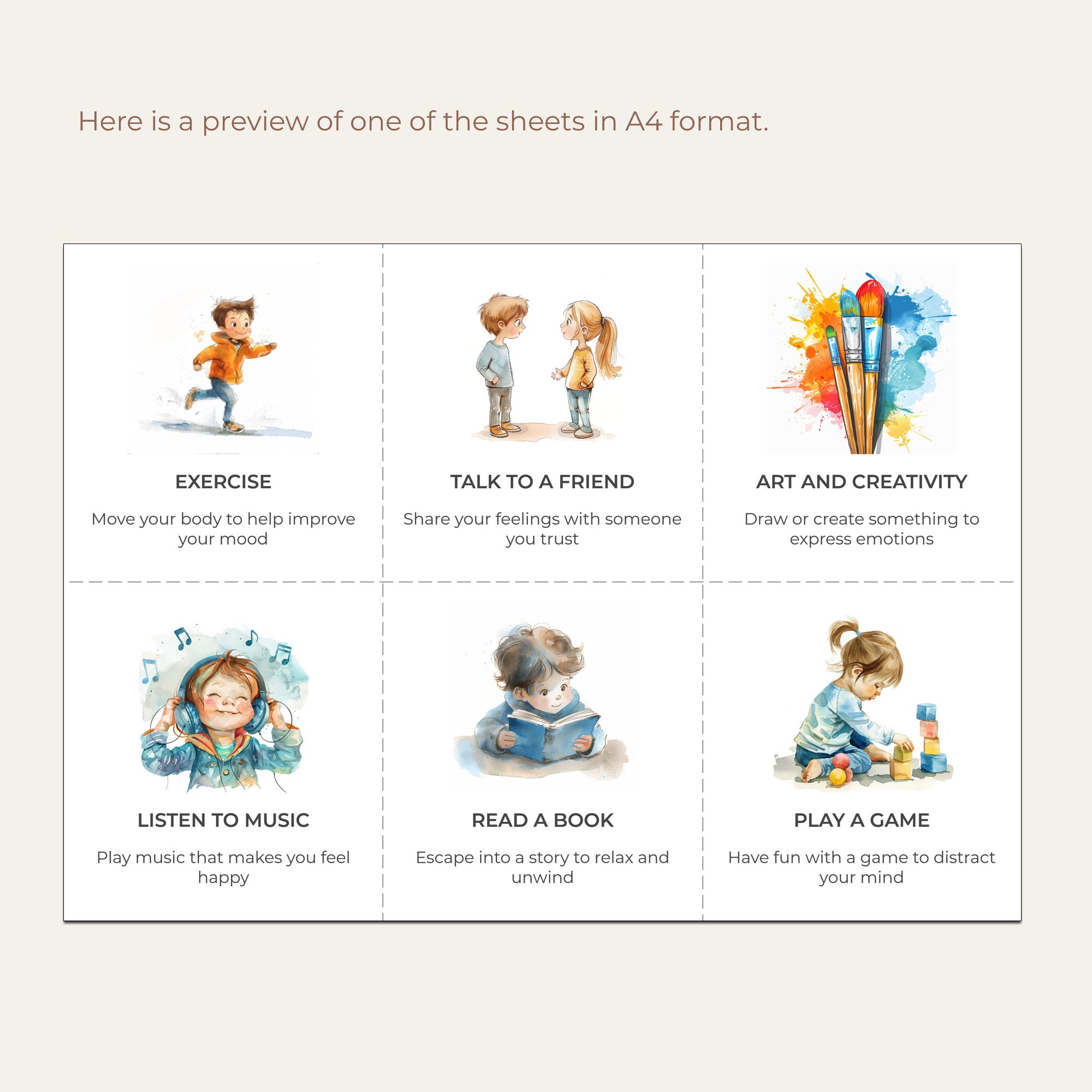 Coping Skills Therapy Cards for Kids Printable Psychotherapy Game for ...