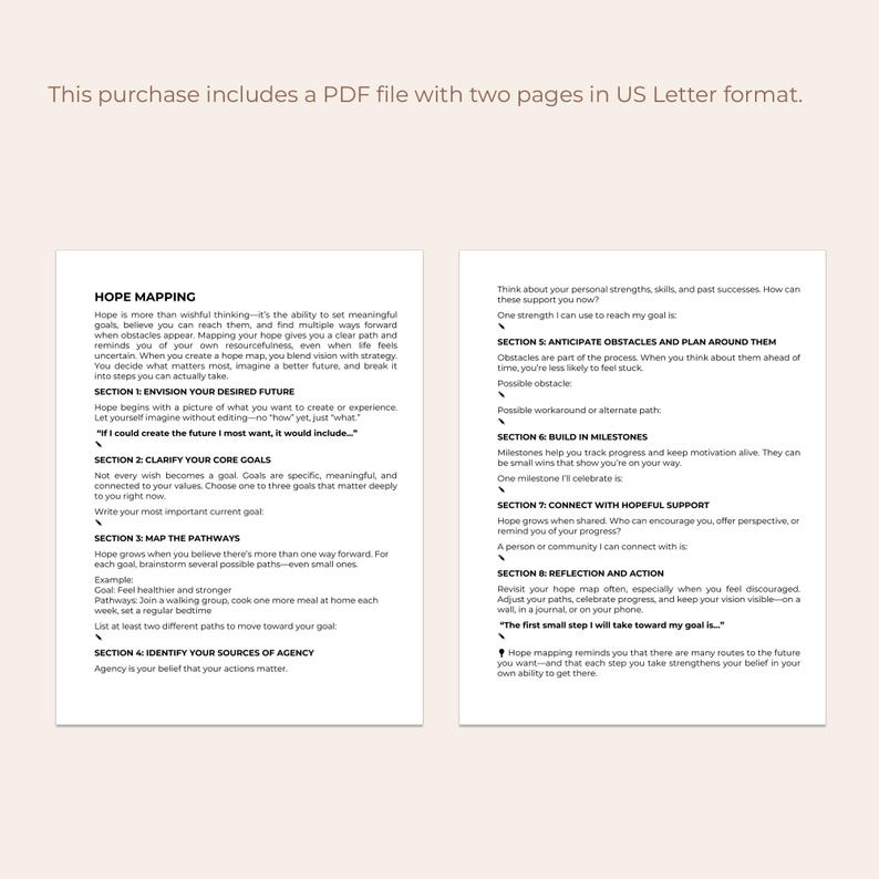 Hope Mapping Worksheet Setting Goals Planning Future Pathways Mapping ...