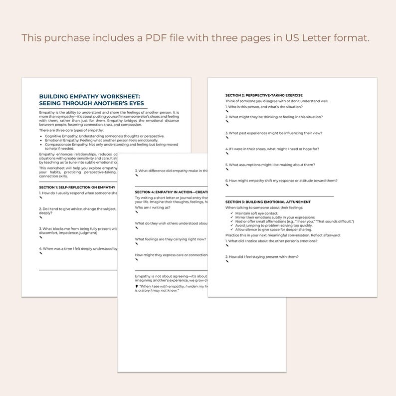 Personal Growth Printable Therapy Worksheets Building Empathy Emotional ...