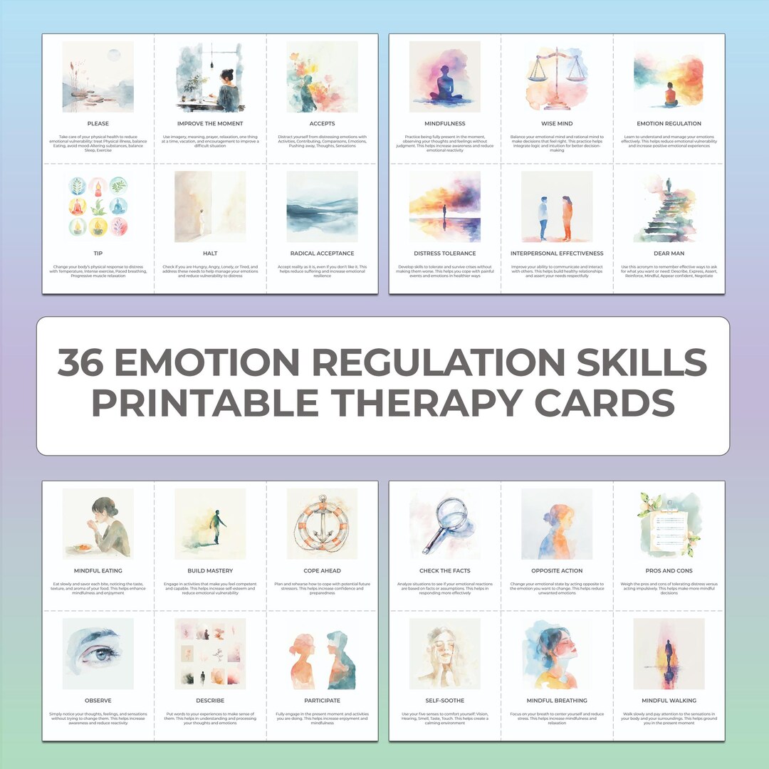 Emotion Regulation, Mindfulness Therapy Cards, Coping Skills Flashcards ...