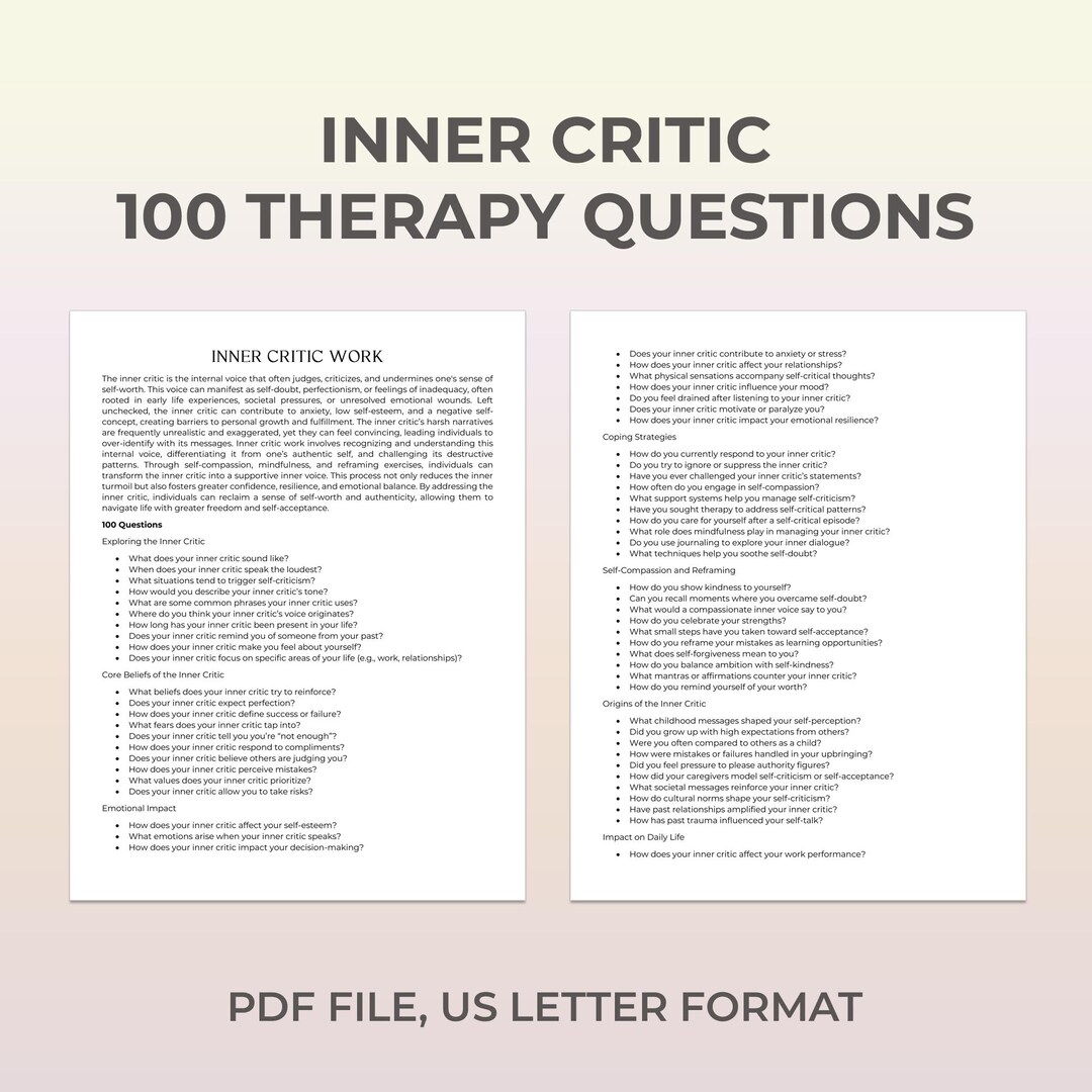 Inner Critic Therapy Questions, Self-compassion, Inner Dialogue, Self ...