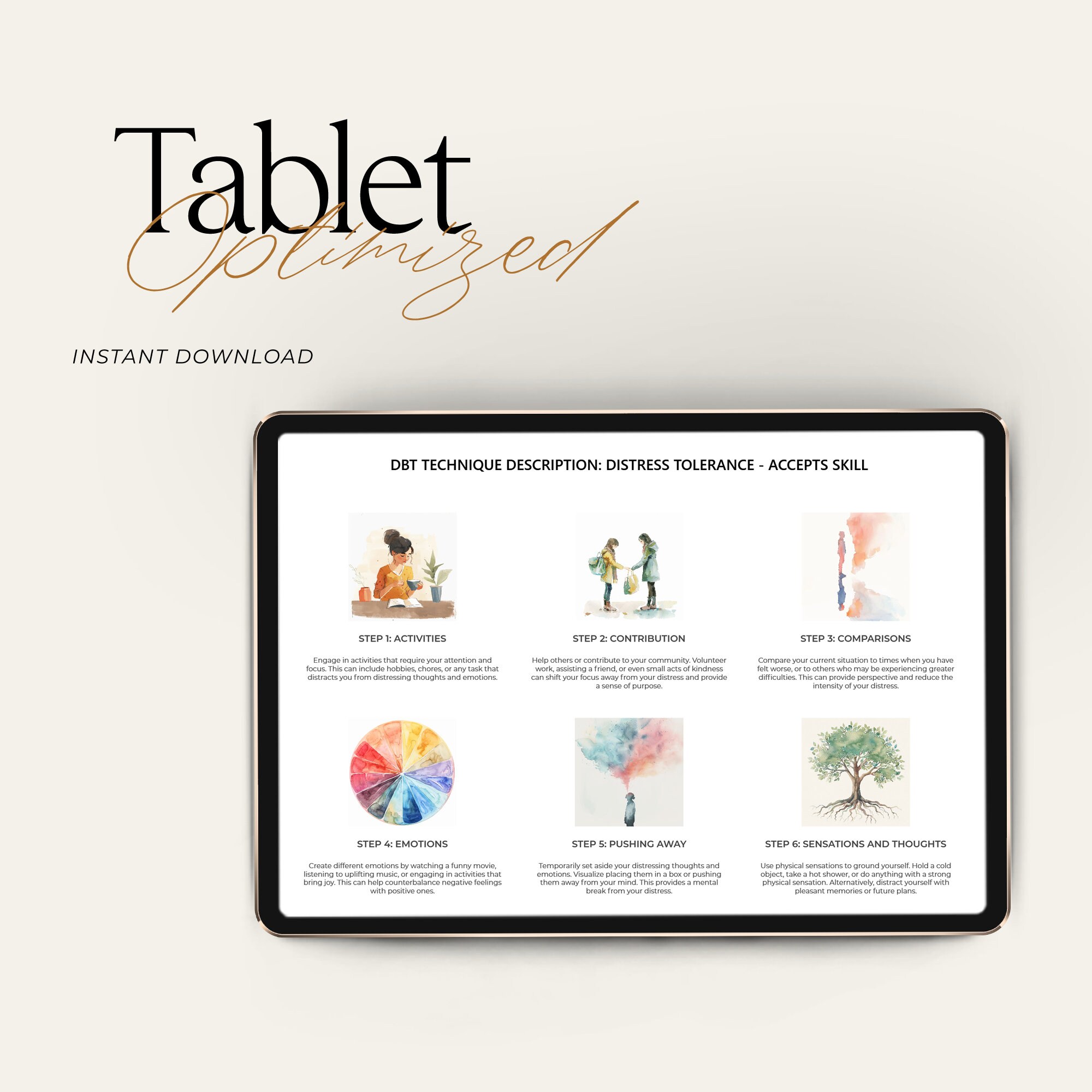 ACCEPTS Skill Worksheet, Dialectical Behavior Therapy, DBT Skill ...