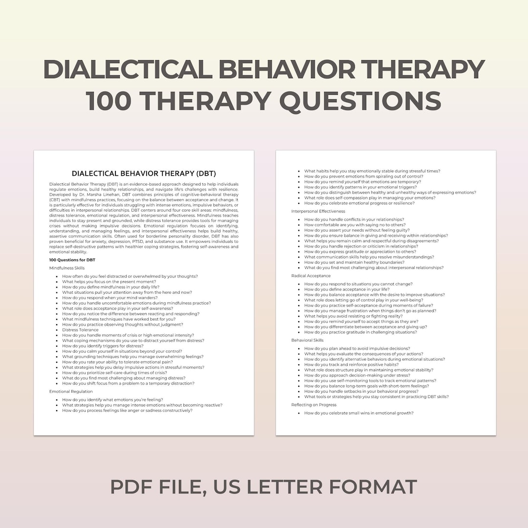 DBT Questions, Therapy Questions, Emotional Regulation, Distress ...