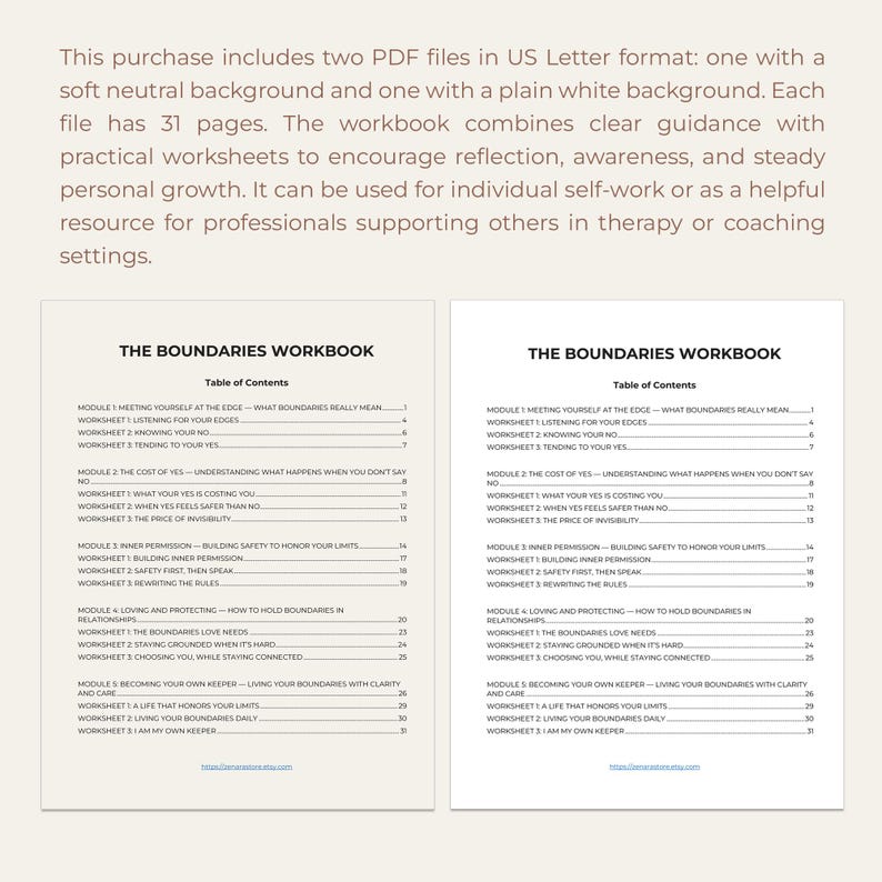 Boundaries Workbook Emotional Healing Journey Printable Self Care ...