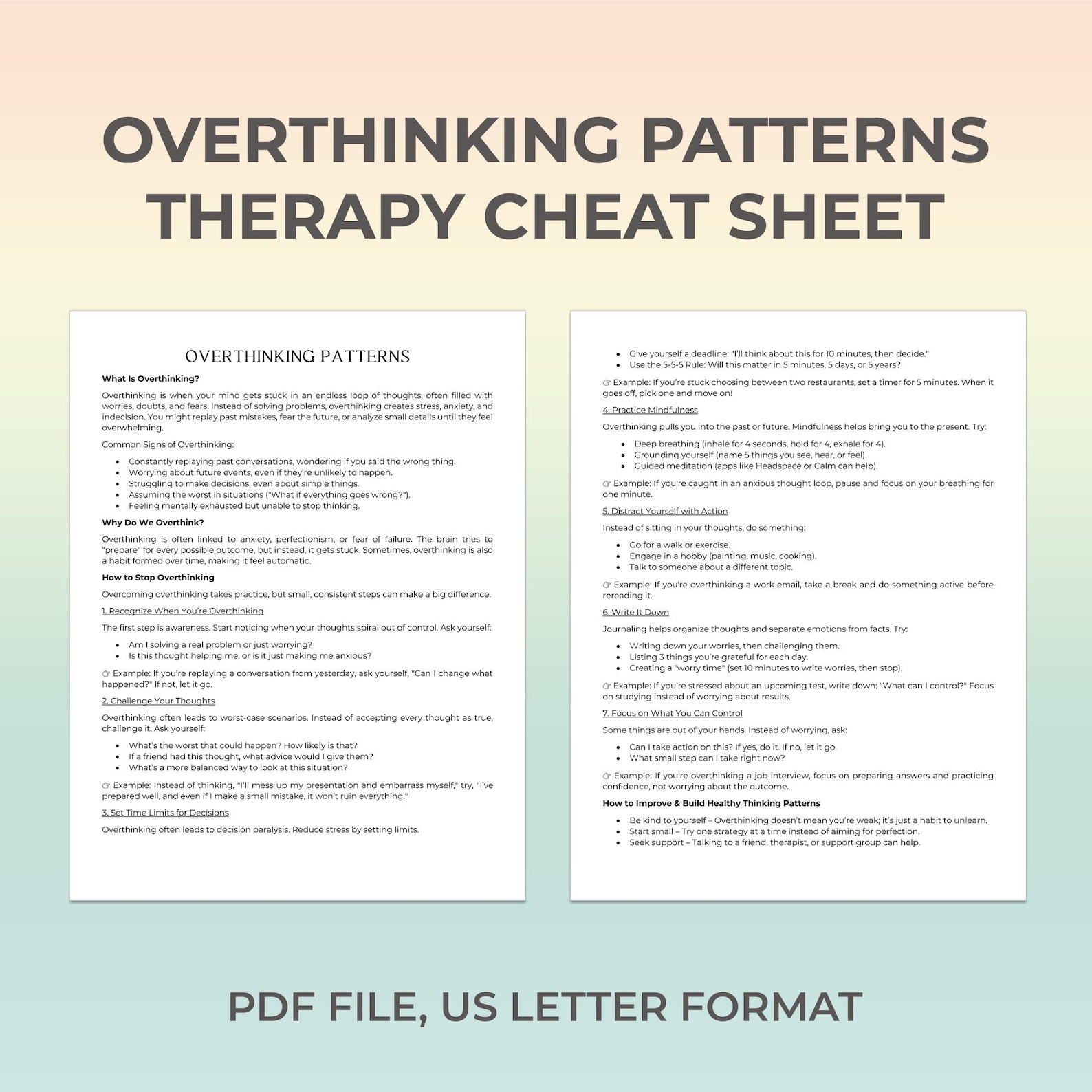 Overthinking Patterns – Therapy Cheat Sheet, Overthinking Symptoms, How ...