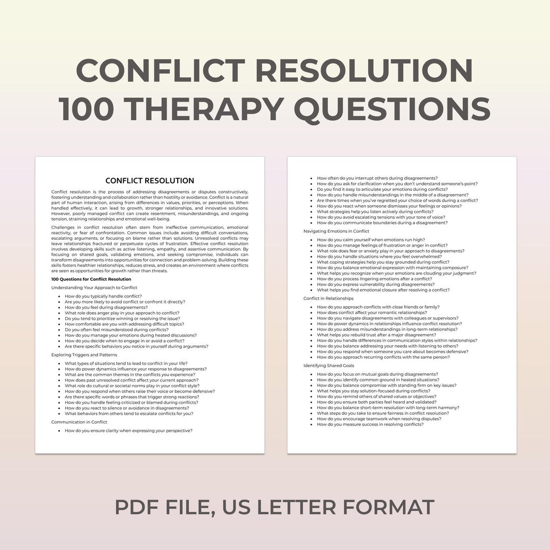 Conflict Resolution Therapy Questions, Active Listening, De-escalation ...