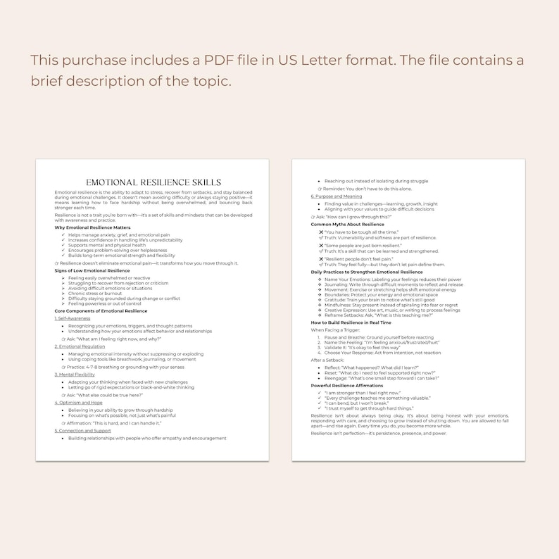 Emotional Resilience Therapy Cheat Sheet, Coping Skills, Stress Management, Adaptability ...