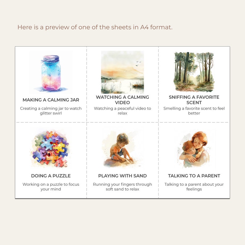 Calming Therapy Cards for Kids Printable Psychotherapy Game Children ...