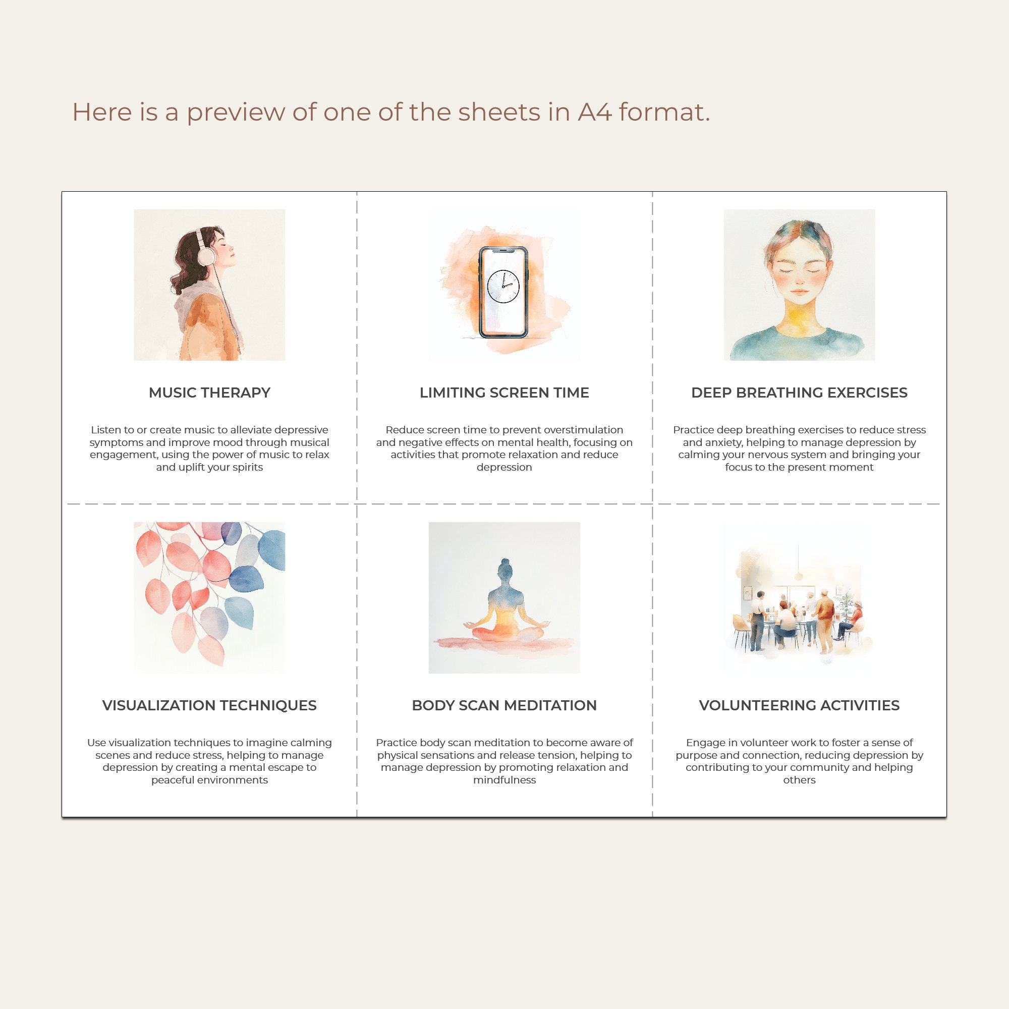 Depression Management CBT Therapy Cards Printable Cognitive Behavioral and Interpersonal Therapy ...