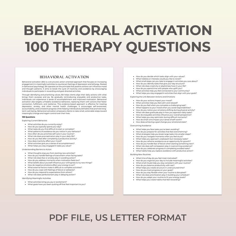 Behavioral Activation Questions, Motivation, Meaningful Activities ...