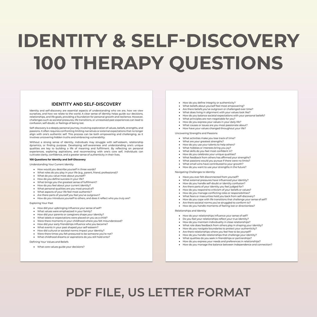 Therapy Questions for Self-discovery, Authenticity, Self-awareness ...