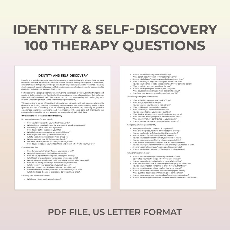 Therapy Questions for Self-discovery, Authenticity, Self-awareness ...