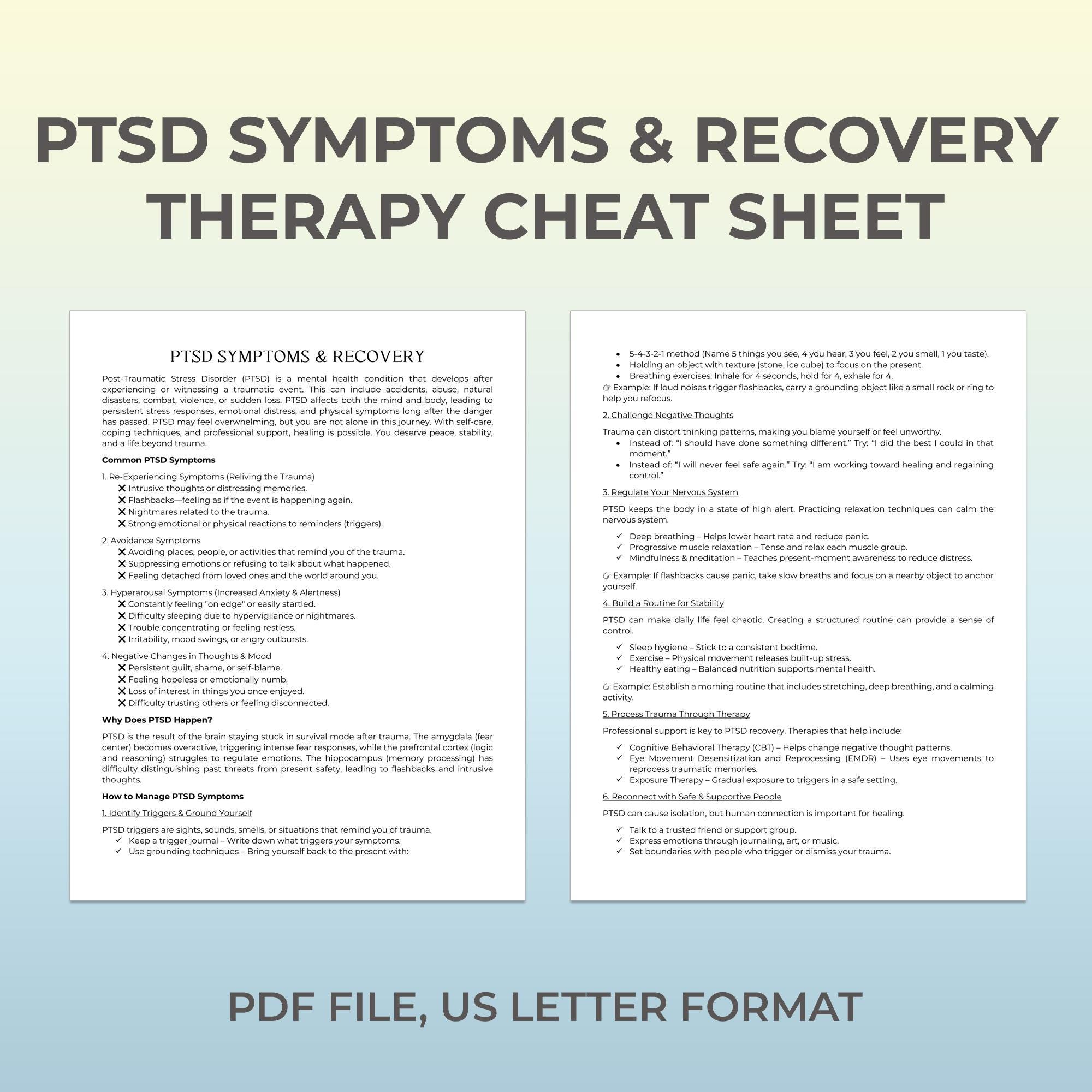 PTSD Therapy Cheat Sheet, Post-traumatic Stress Disorder Recovery, PTSD ...