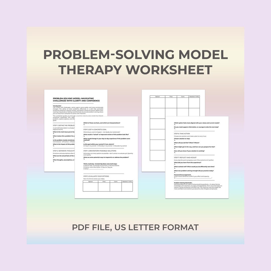 Problem-solving Worksheet, Decision Tool, Mental Clarity, Action Plan ...