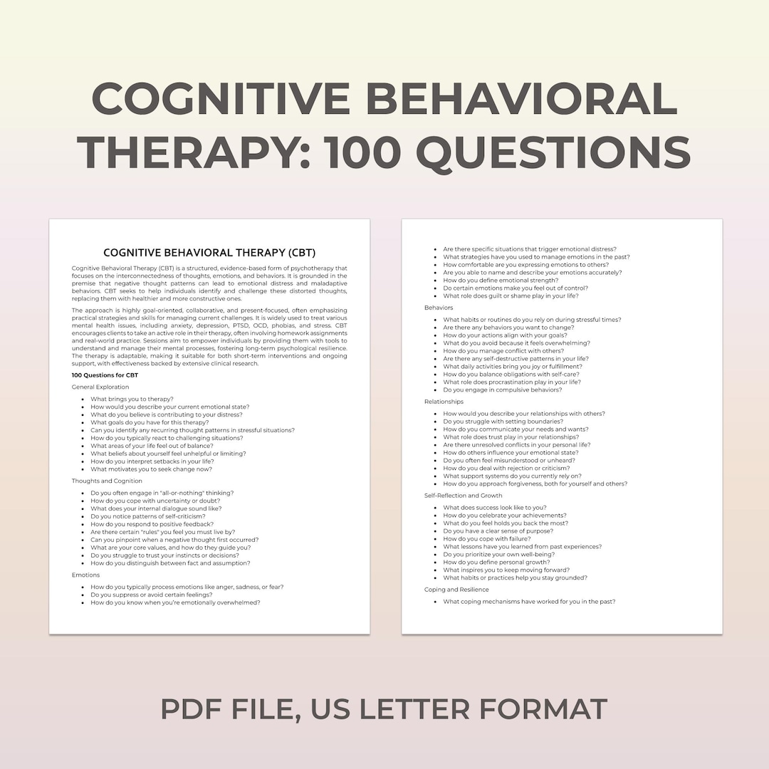 CBT Therapy Questions, Cognitive-behavioral Therapy, Thought Patterns ...