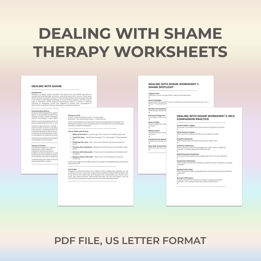 Shame Worksheet, Therapy Worksheet, Self Compassion, Inner Critic ...
