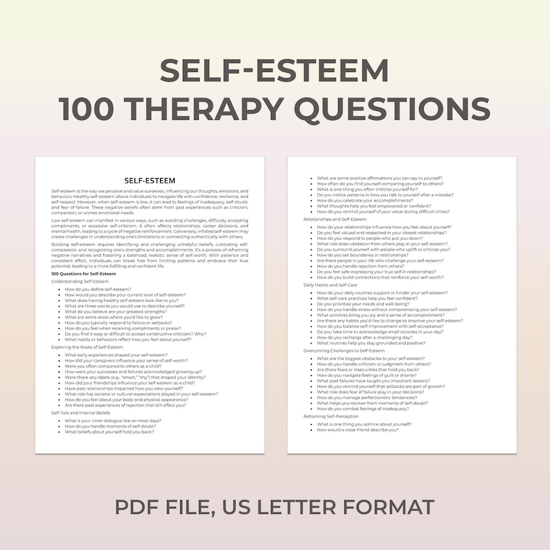 Self-esteem Therapy Questions, Self-worth, Confidence,self-acceptance ...
