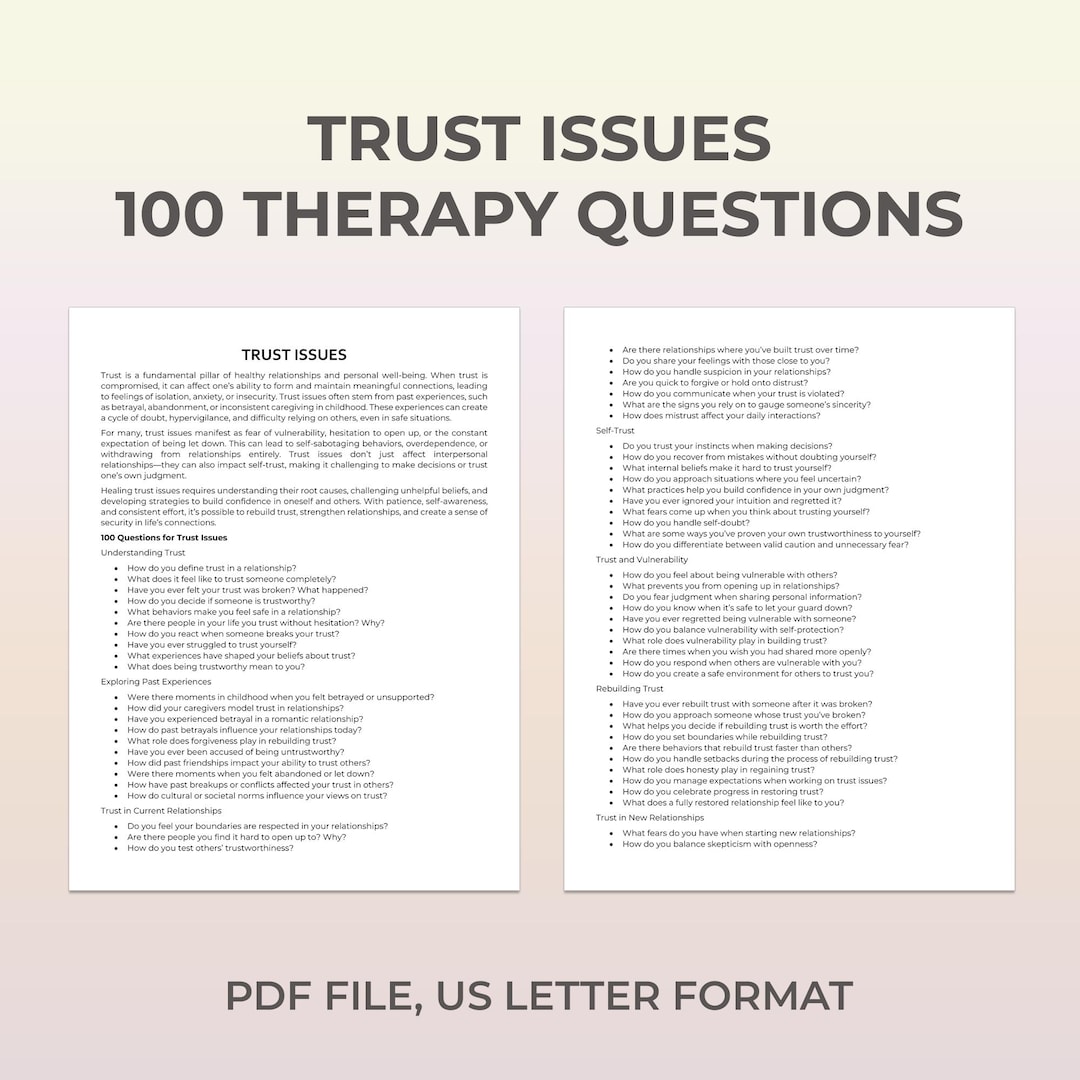 Therapy Questions for Trust Issues, Building Trust, Emotional Safety ...