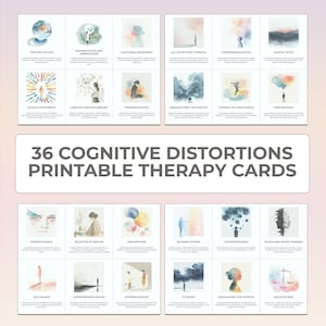 CBT Therapy Cards, Cognitive Distortions, Cognitive-behavioral Cheat ...