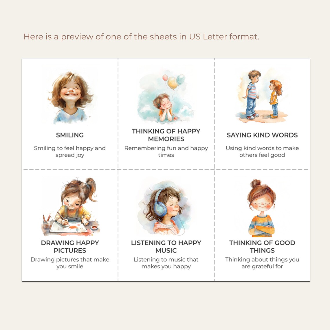 Positive Thinking, Printable Cards for Kids, Therapy Cards for Children ...