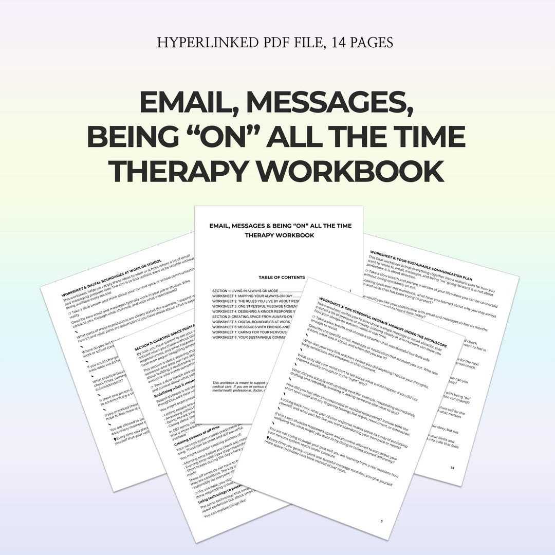 Always on Email Overwhelm Workbook Printable Digital Burnout Relief ...