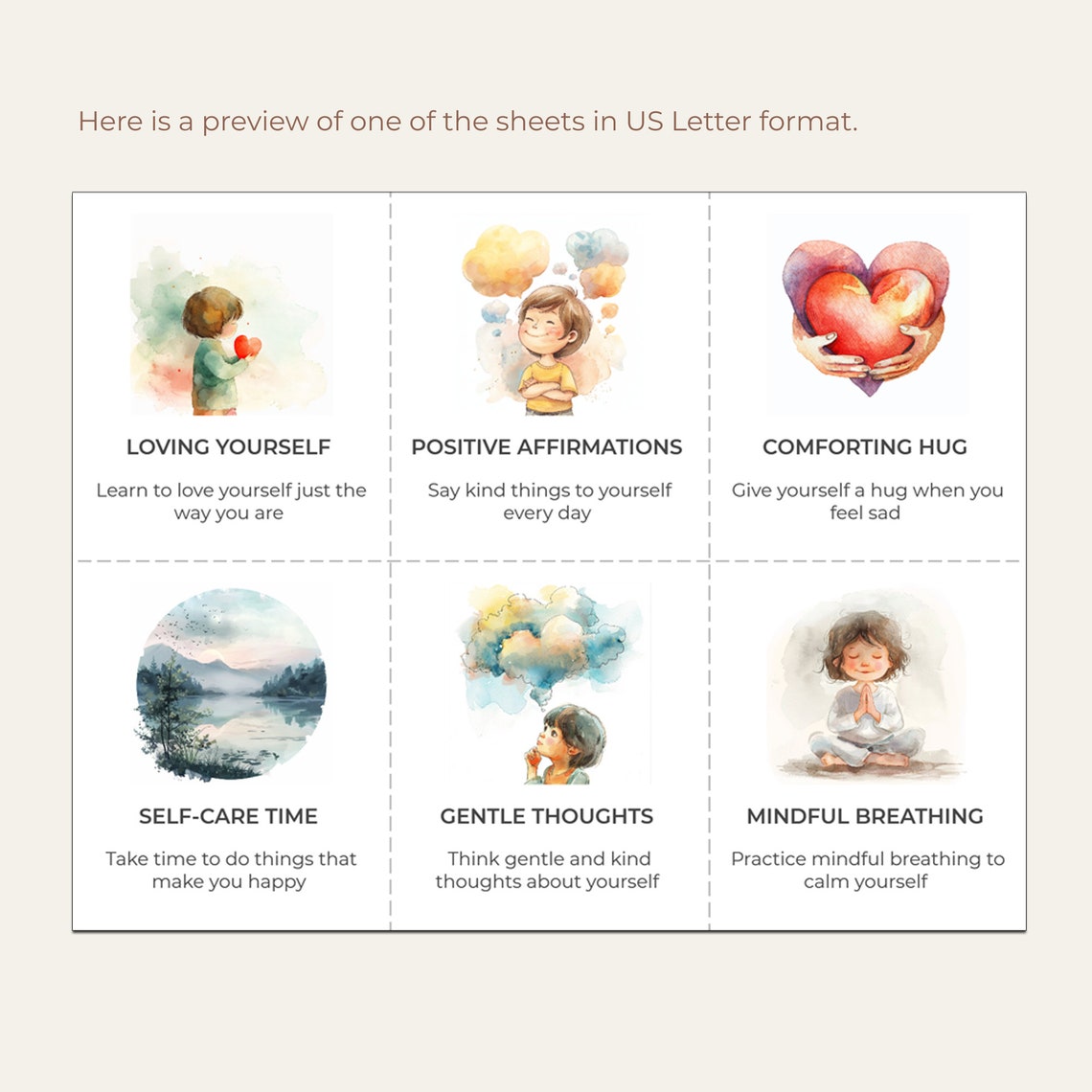 Self-compassion, Printable Cards for Kids, Therapy Cards for Children ...