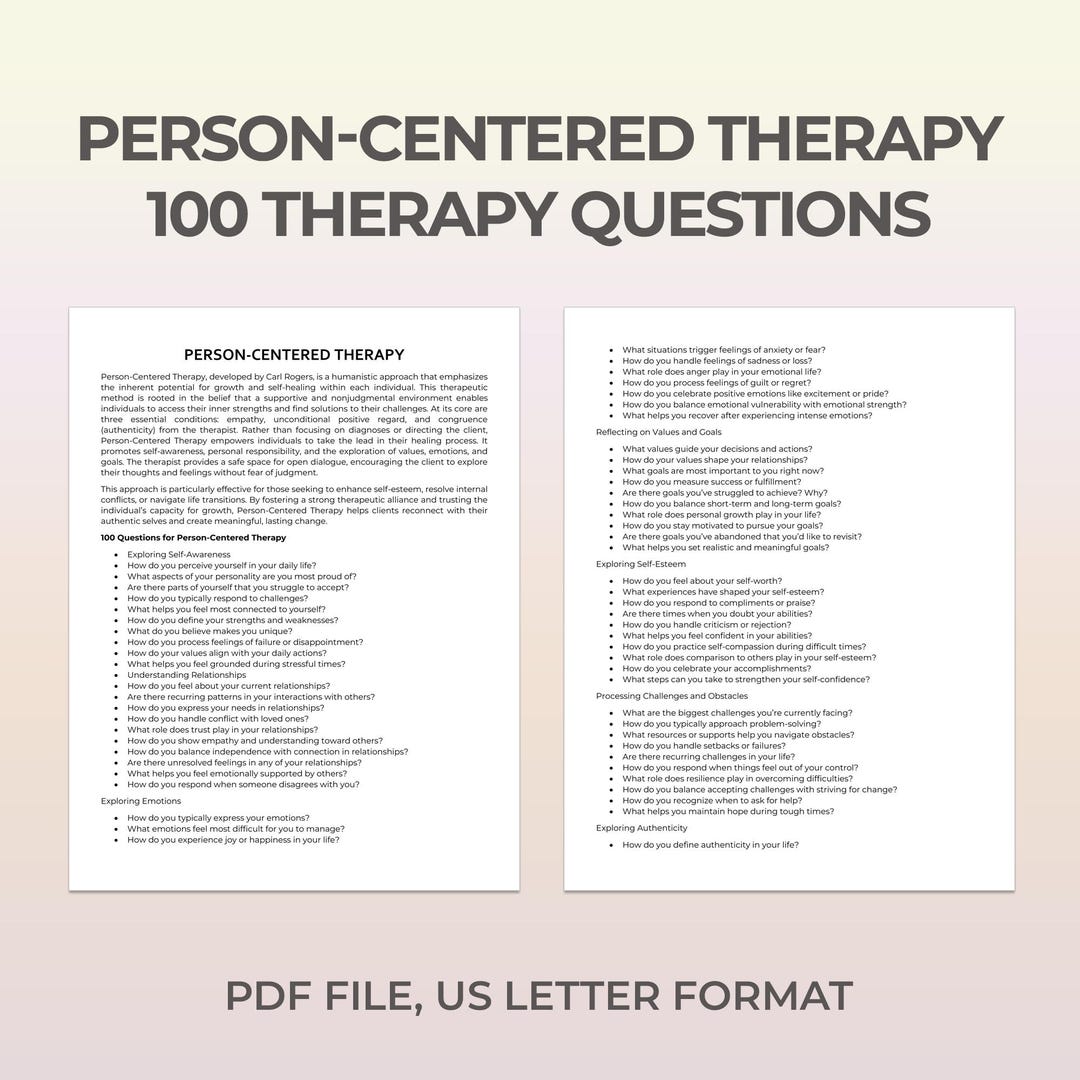 Person-centered Therapy Questions, Self-awareness, Self-compassion ...