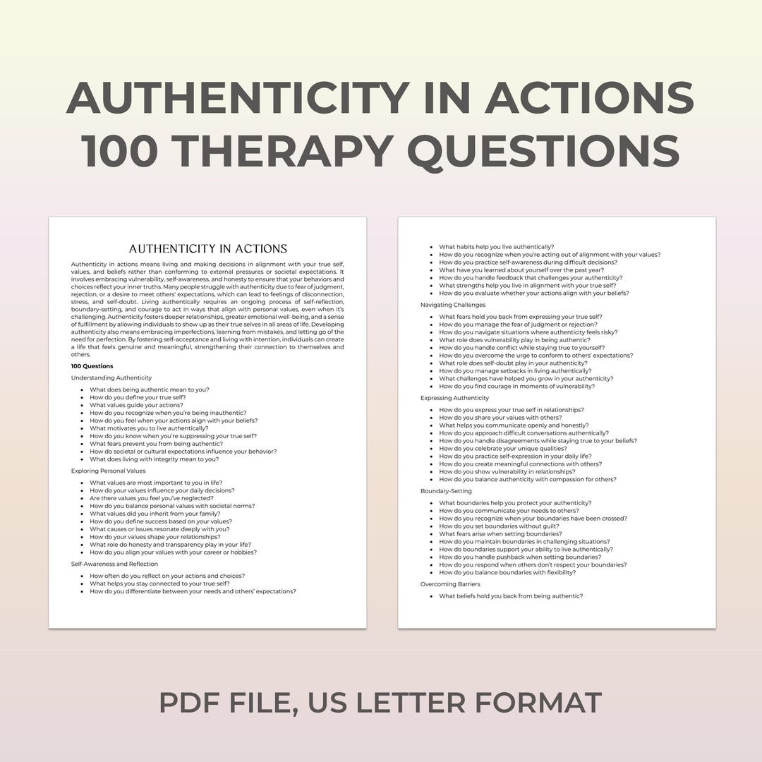 Therapy Questions for Authenticity, Self-awareness, Values, Self ...