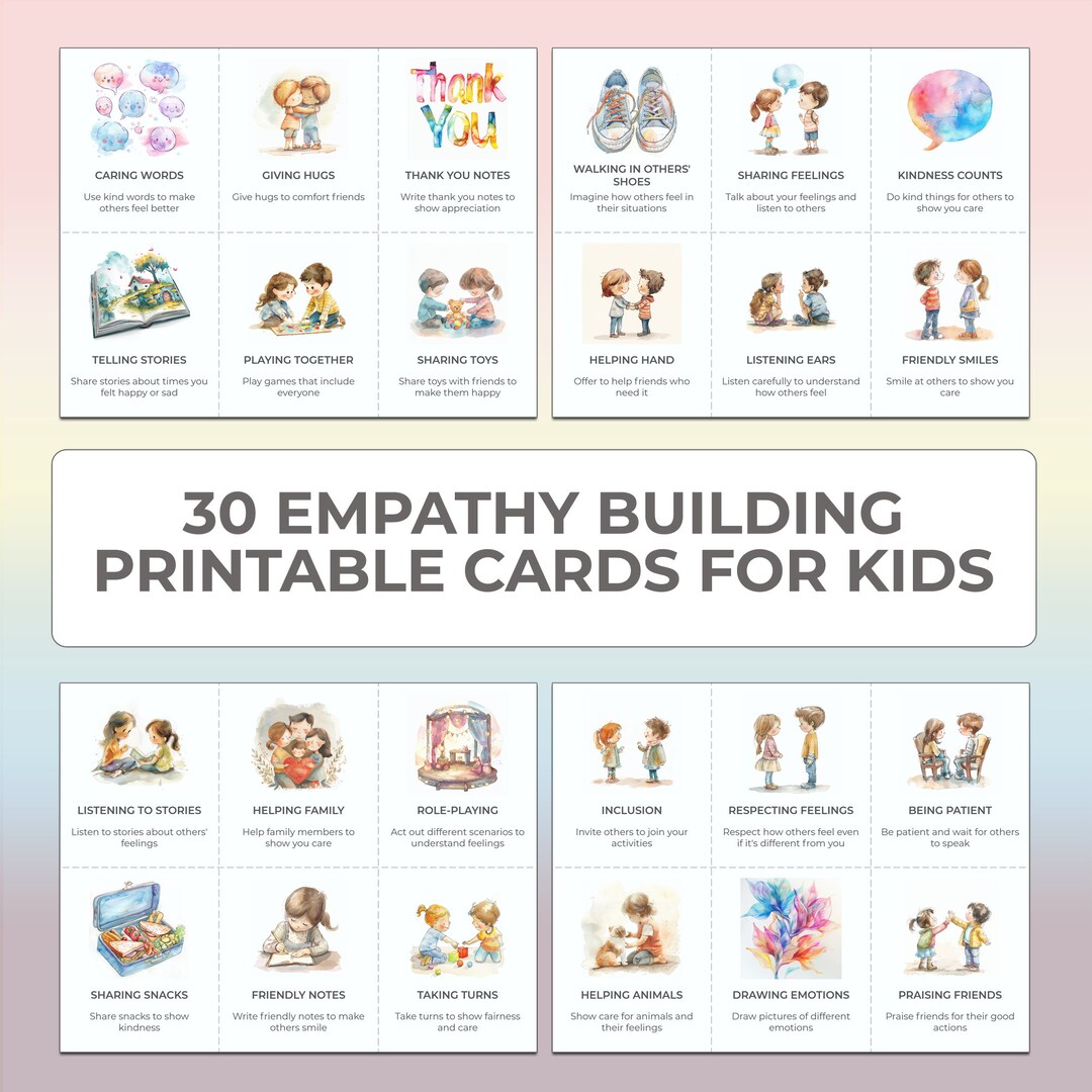Therapy Cards for Children: Empathy Thinking, Printable Cards for Kids ...