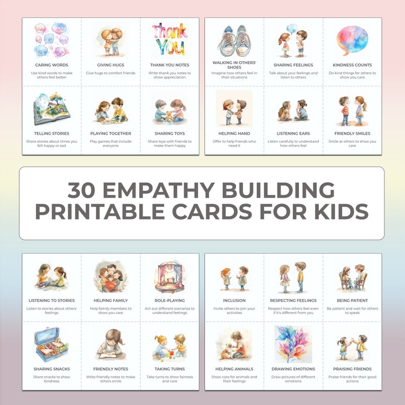 Therapy Cards for Children: Empathy Thinking, Printable Cards for Kids ...