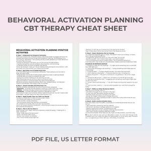 Behavioral Activation Planner CBT Cheat Sheet Printable for Positive ...