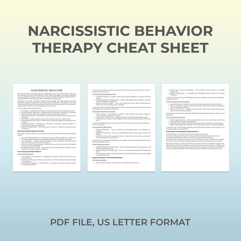 Narcissistic Behavior Therapy Cheat Sheet, Narcissistic Traits, Narcissistic Personality ...